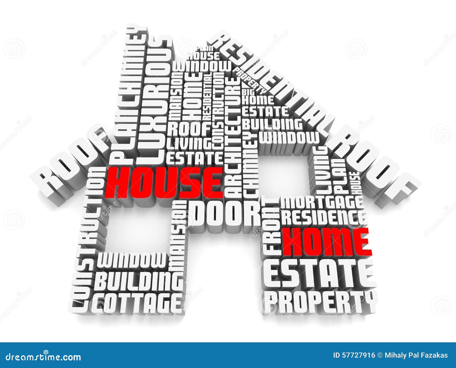 3d Group of Red White Words Shaping a House Stock Illustration ...