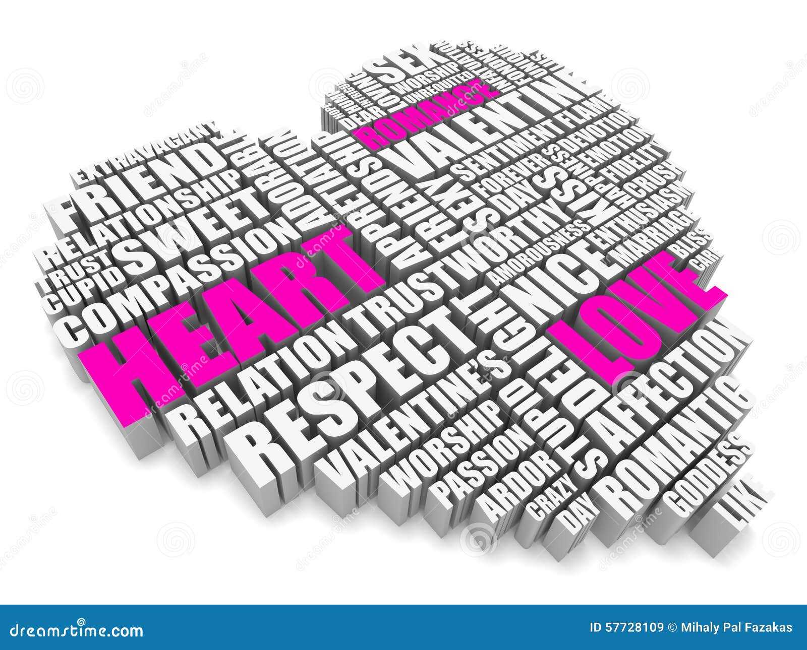3d Group of Words Shaping a Heart with Pink White Text Stock ...