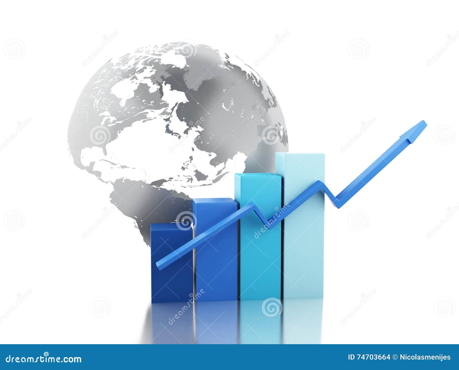 3d Growth Chart with Globe. Business and Economy Concept. Stock ...