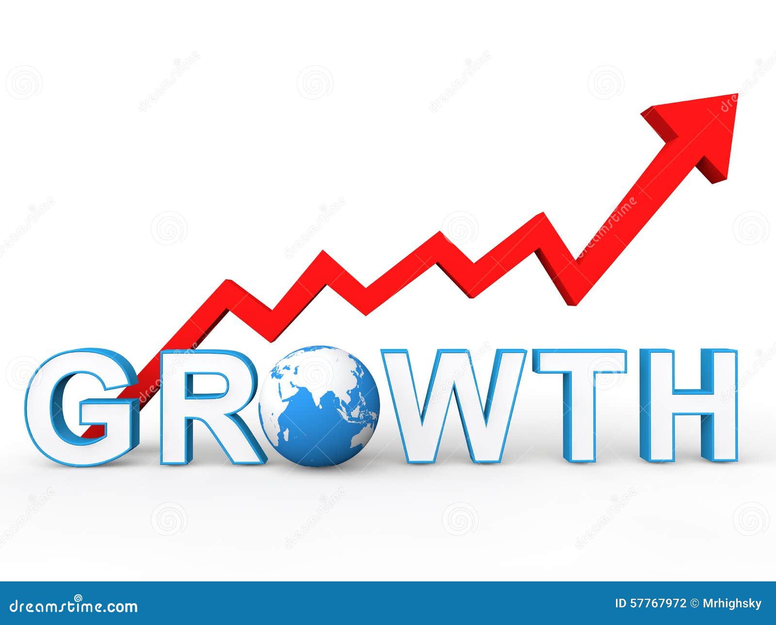 3d Growth Text with Globe and Rising Arrow Stock Illustration ...
