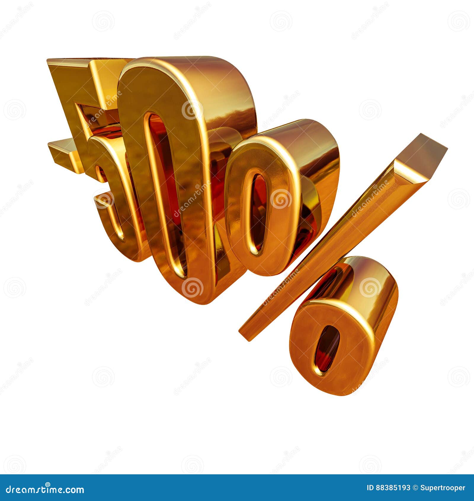 3d Guld 50 Femtio Procent Tecken Stock Illustrationer - Illustration av ...