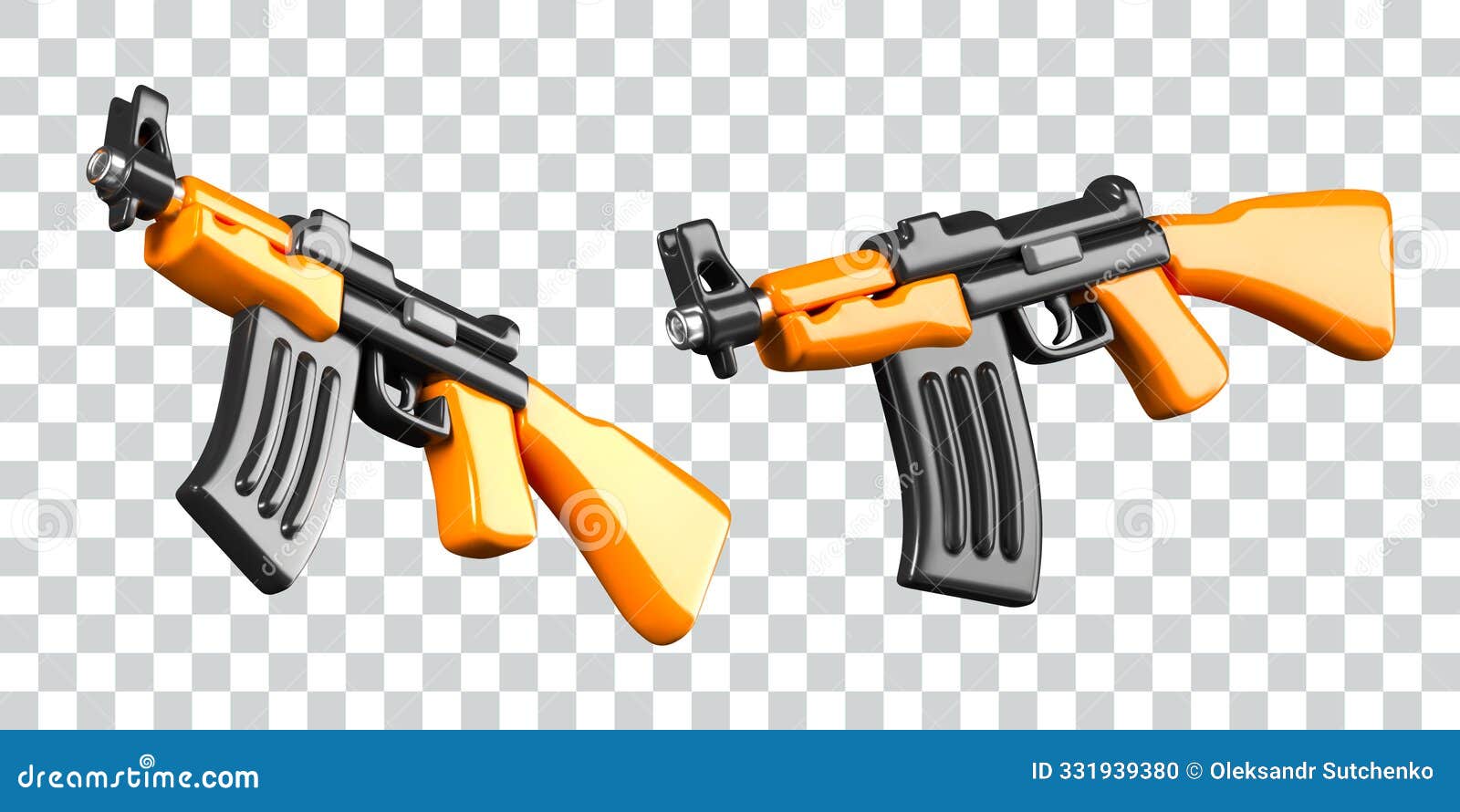 3D Gun Machine in Different Positions. Vector Firearms with Automatic ...