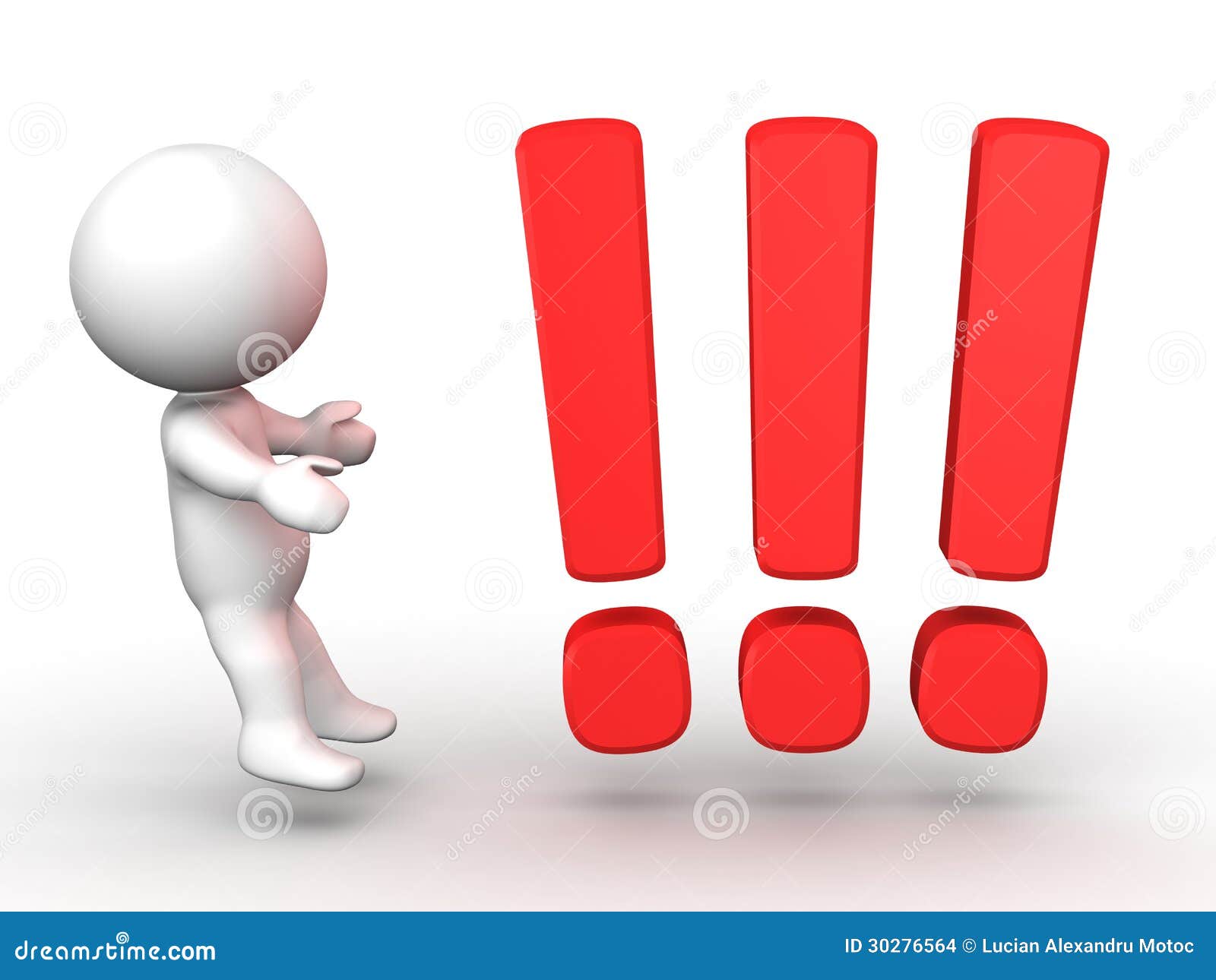 3D Man Surprised By Many Exclamation Marks Stock Photo | CartoonDealer ...