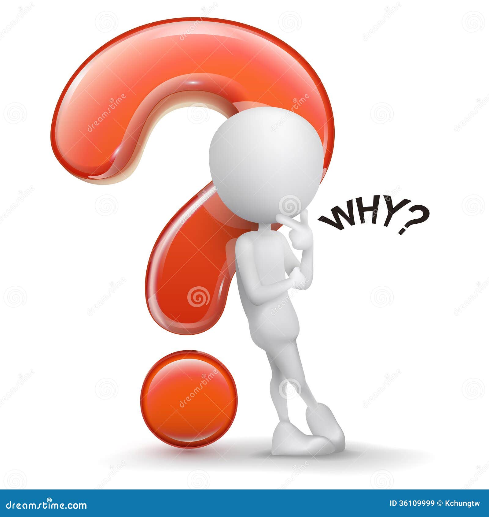 3d Guy Thinking in Front of a Big Question Mark Stock Vector ...