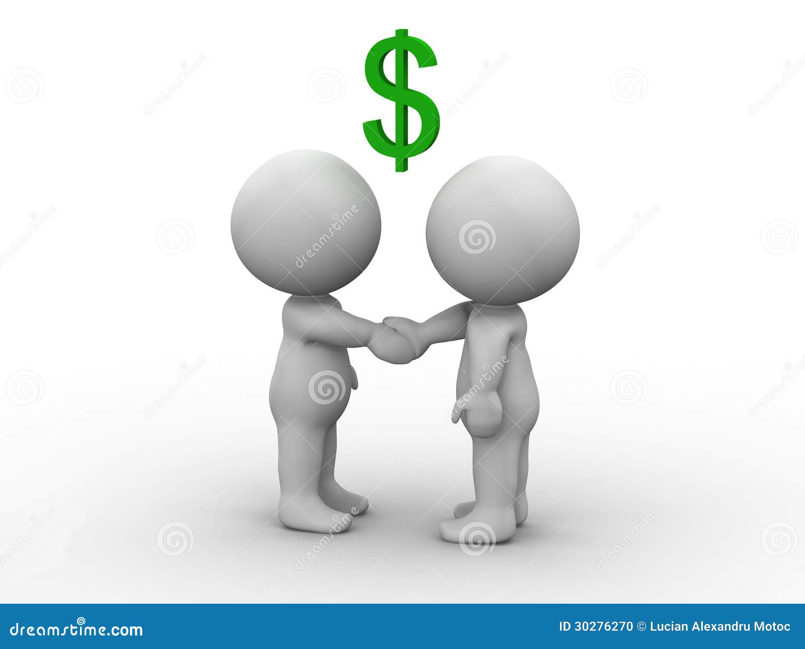 3D Men Shaking Hands and Dollar Sign Stock Illustration - Illustration ...