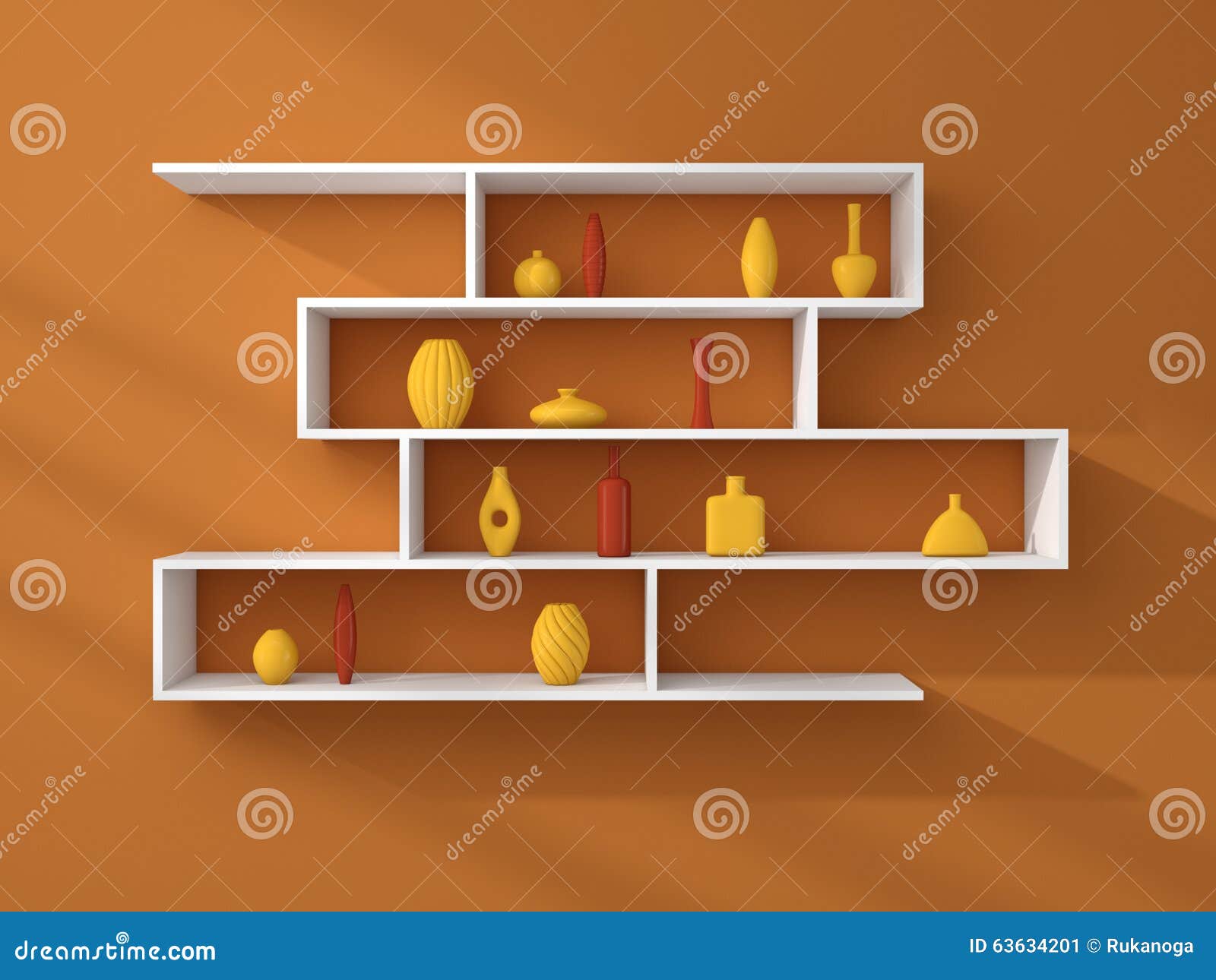 3d Ha Reso Gli Scaffali Moderni Illustrazione di Stock - Illustrazione ...