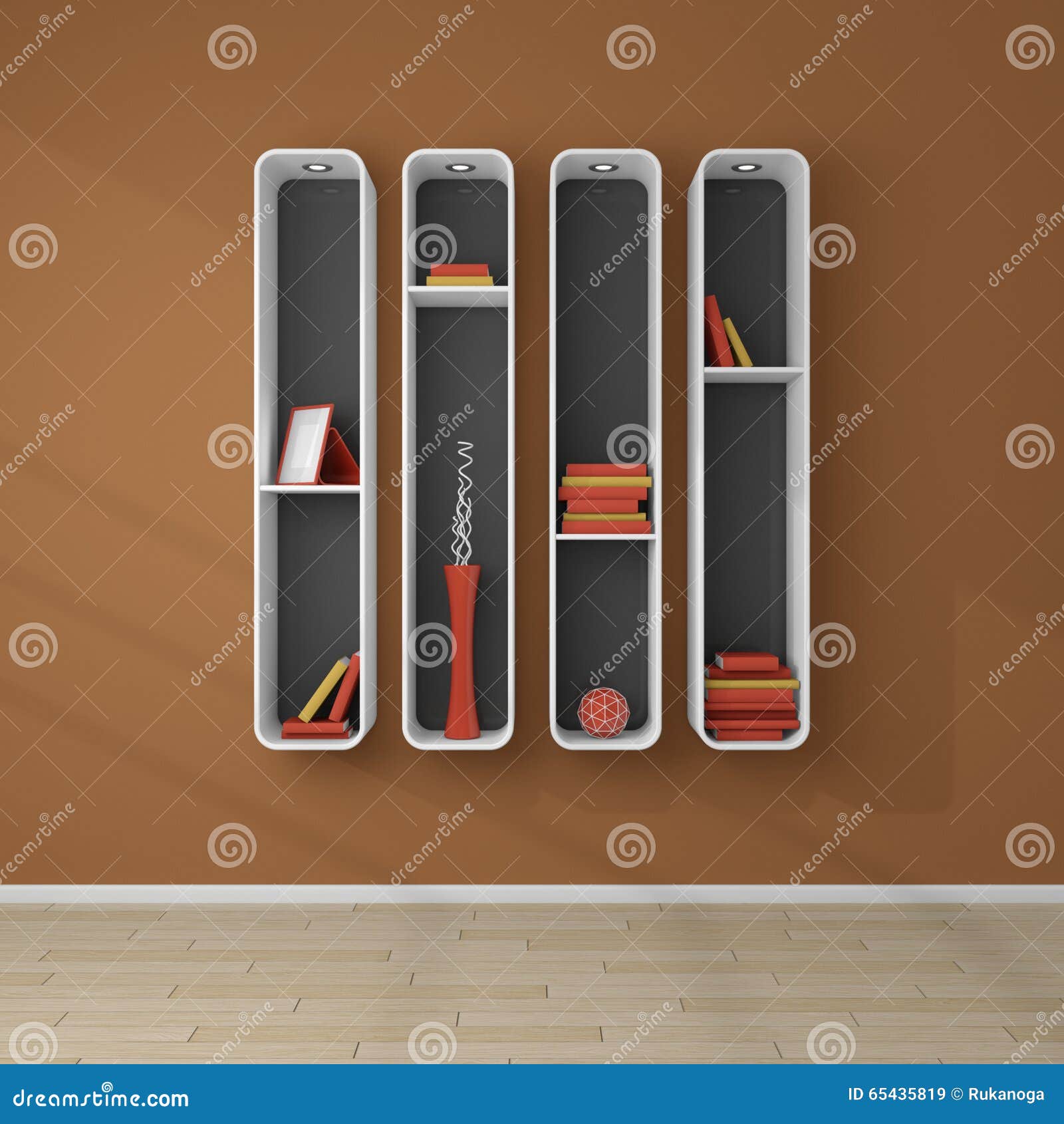 3d Ha Reso Gli Scaffali Per Libri Immagine Stock - Immagine di radura ...