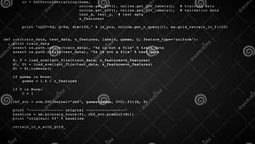 3D Hacking Code Data Flow Stream on Black. Screen with Typing Coding ...