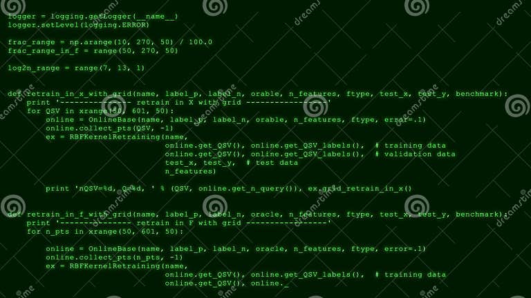 3D Hacking Code Data Flow Stream on Green. Screen with Typing Coding ...