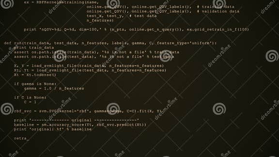 3D Hacking Code Data Flow Stream on Sepia. Screen with Typing Coding ...