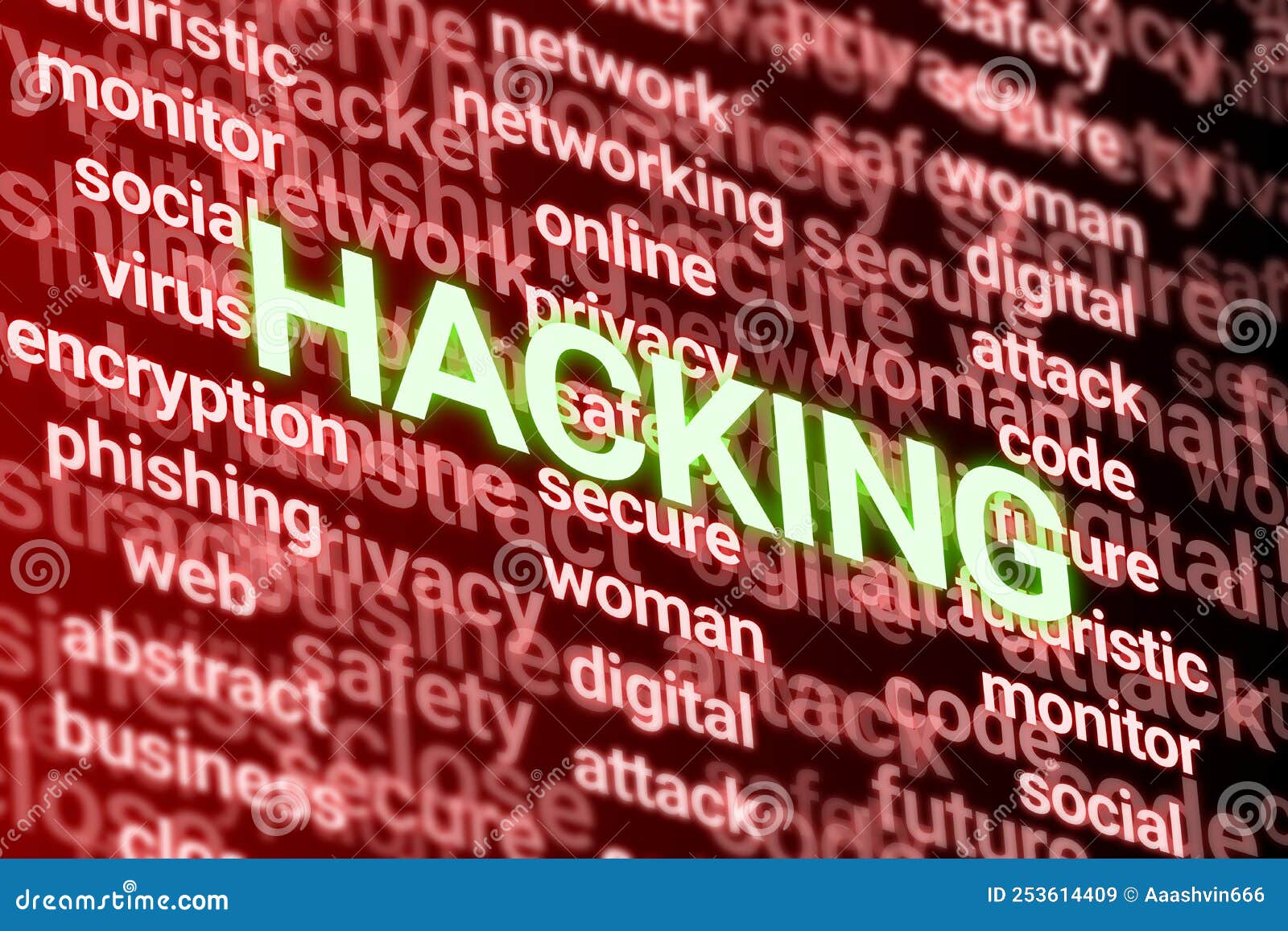 3D Hacking Word on Technology Related Words Stock Illustration ...