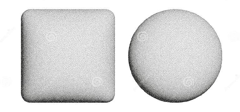 3d Halftone Shapes, Square and Circle Stipple Forms, Black Splatter ...
