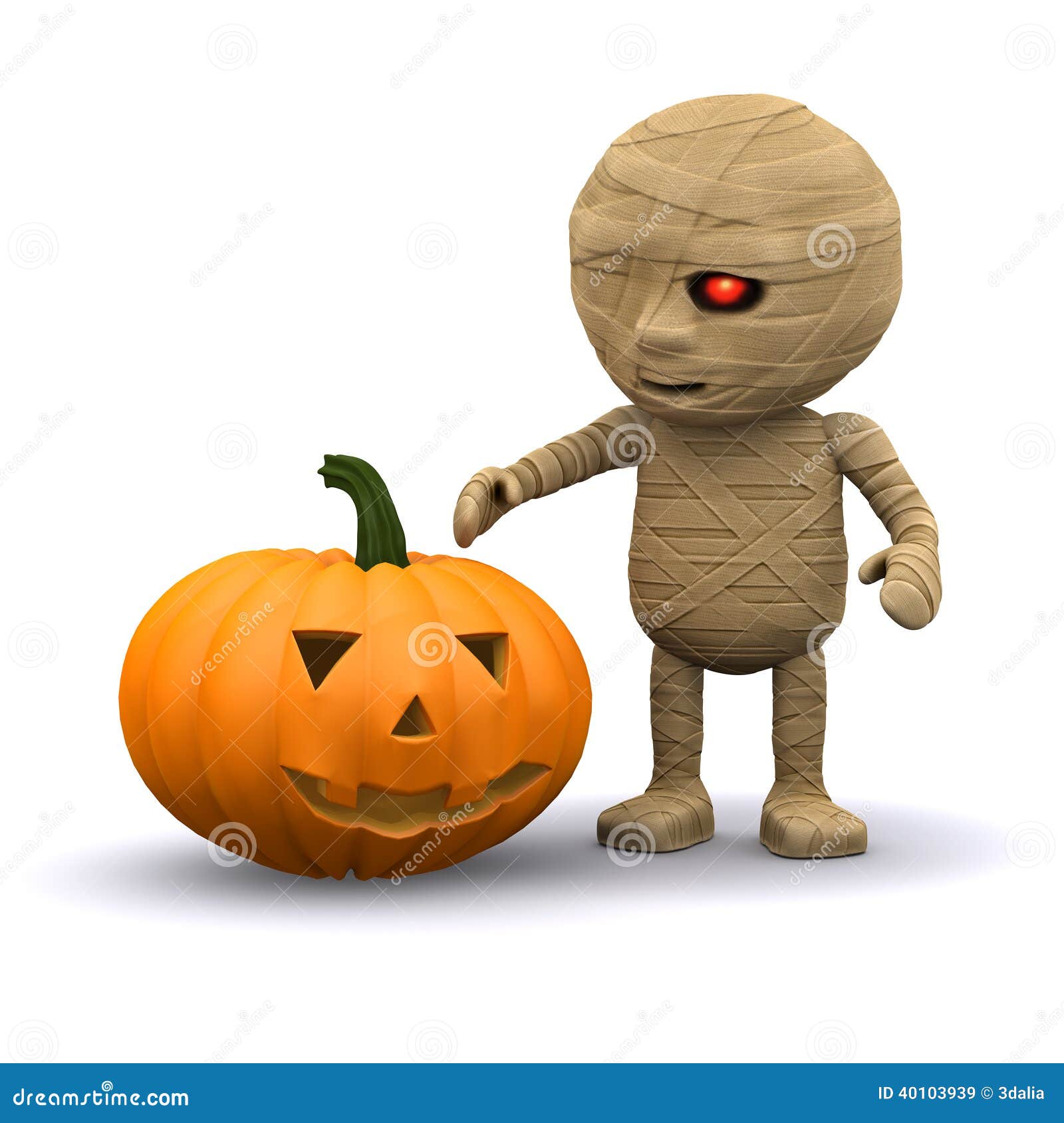 3d Halloween Mummy with Pumpkin Stock Illustration - Illustration of ...