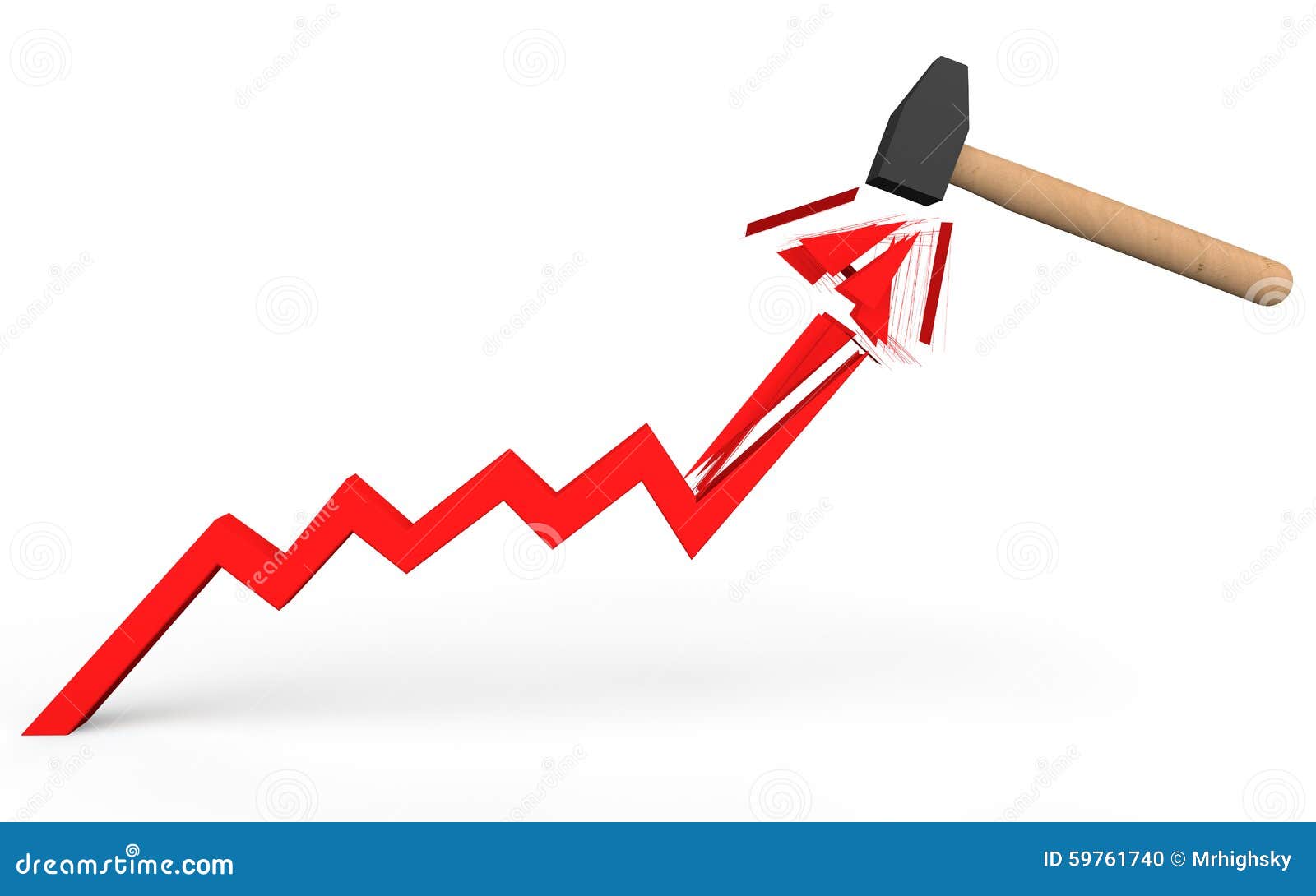 3d Hammer Breaking Rising Arrow Stock Illustration - Illustration of ...