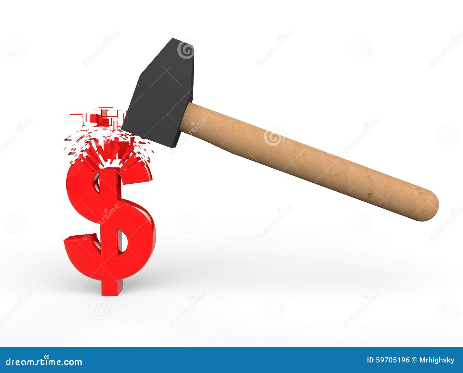 3d Hammer Destroying Dollar Symbol Stock Photo | CartoonDealer.com ...