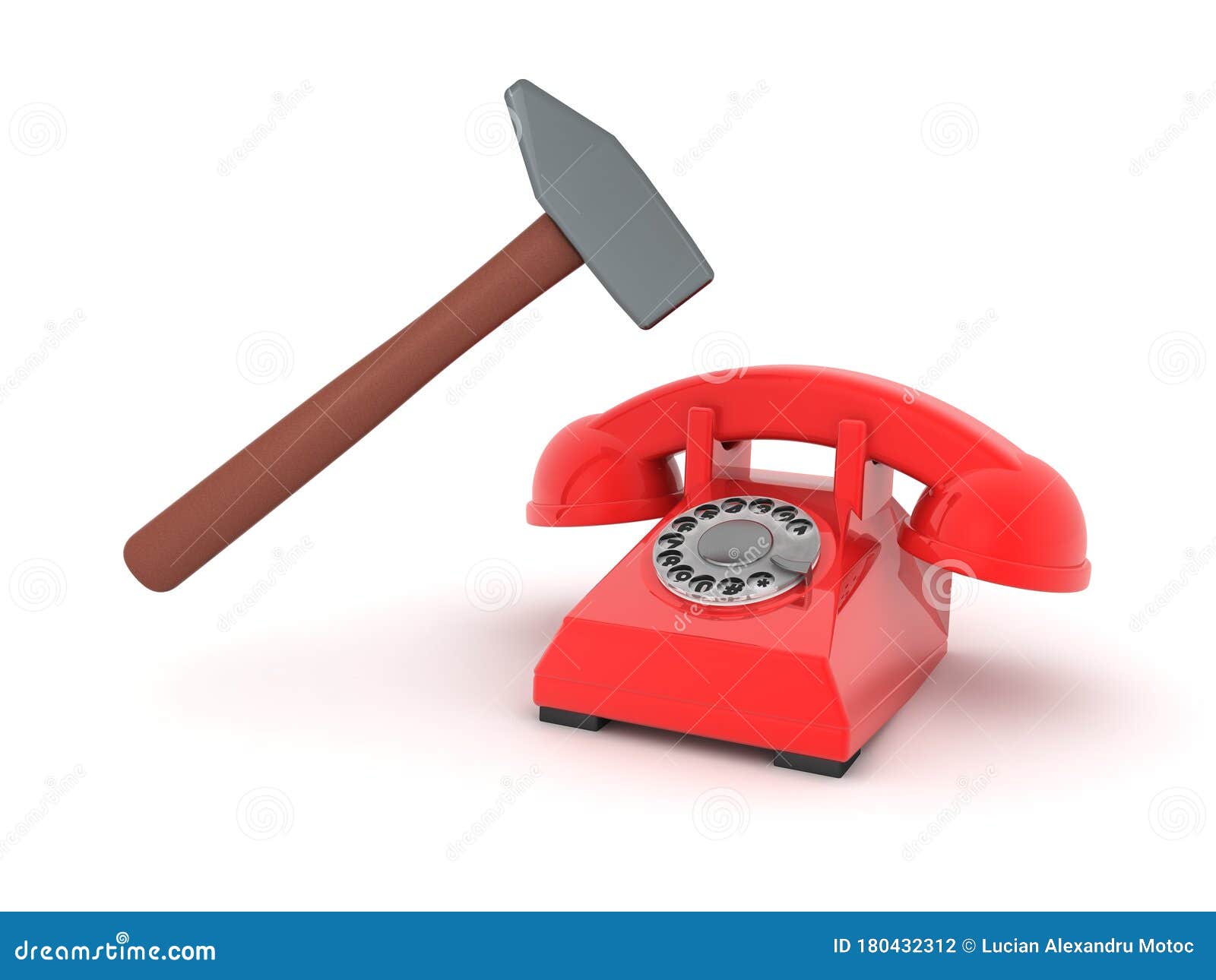 3D Hammer Smashing a Telephone Stock Illustration - Illustration of ...