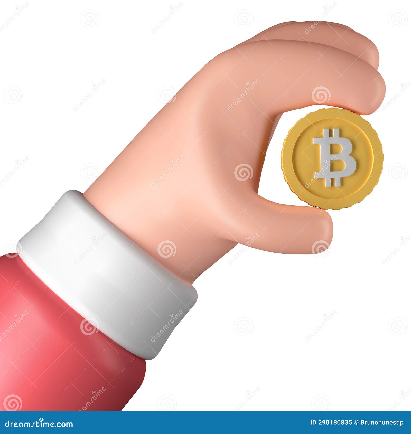 A 3D Hand with Bitcoin Illustration Isolated on a White Background ...