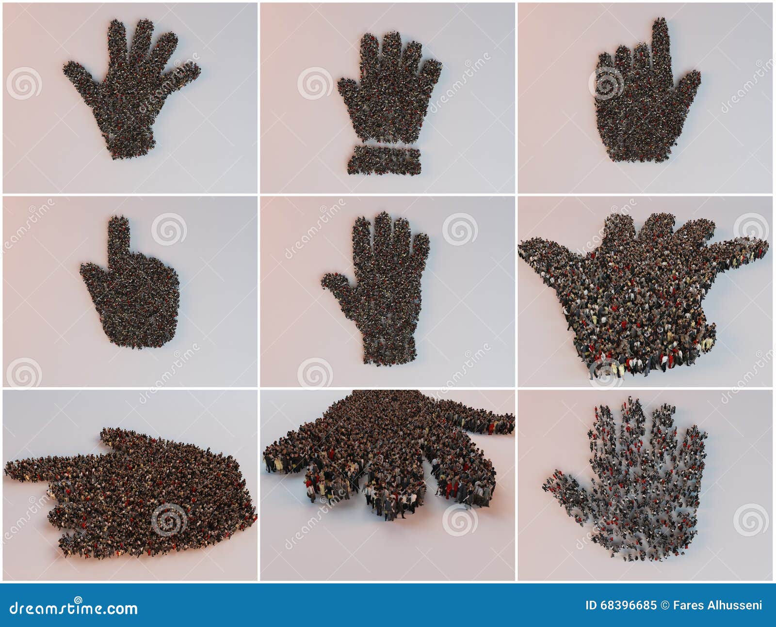 3d Hand Collection of Human Form Stock Illustration - Illustration of ...
