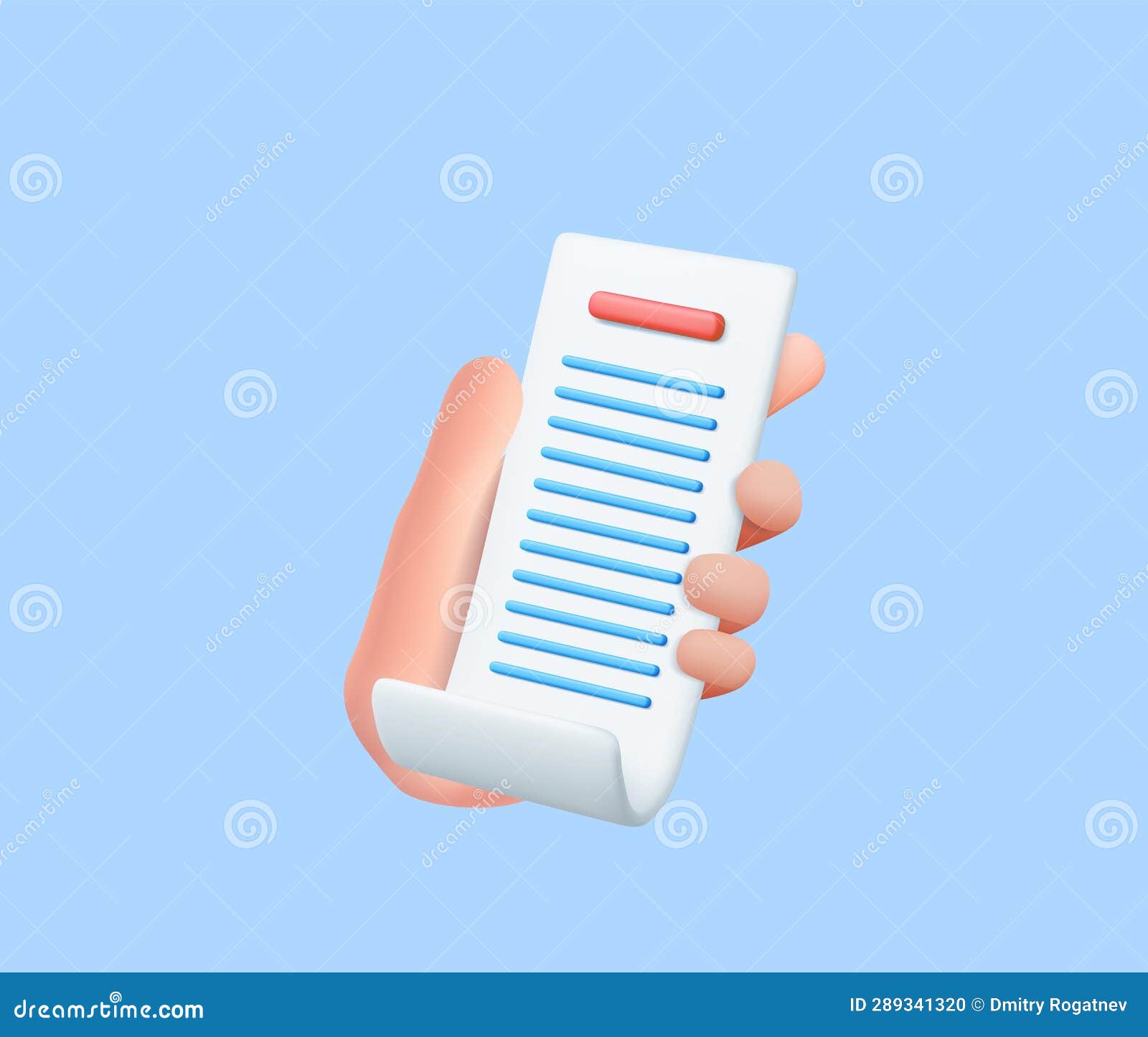 3D Hand Holding Bill Receipt. Stock Vector - Illustration of payment ...