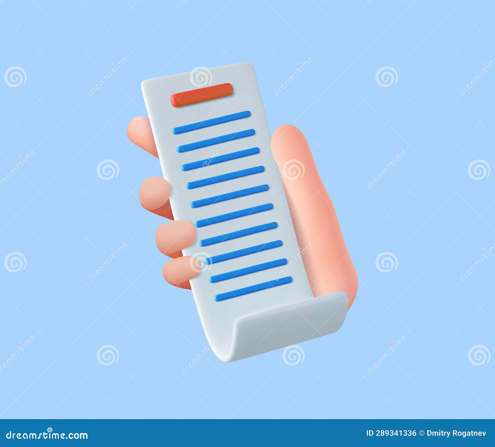 3D Hand Holding Bill Receipt. Stock Illustration - Illustration of shop ...