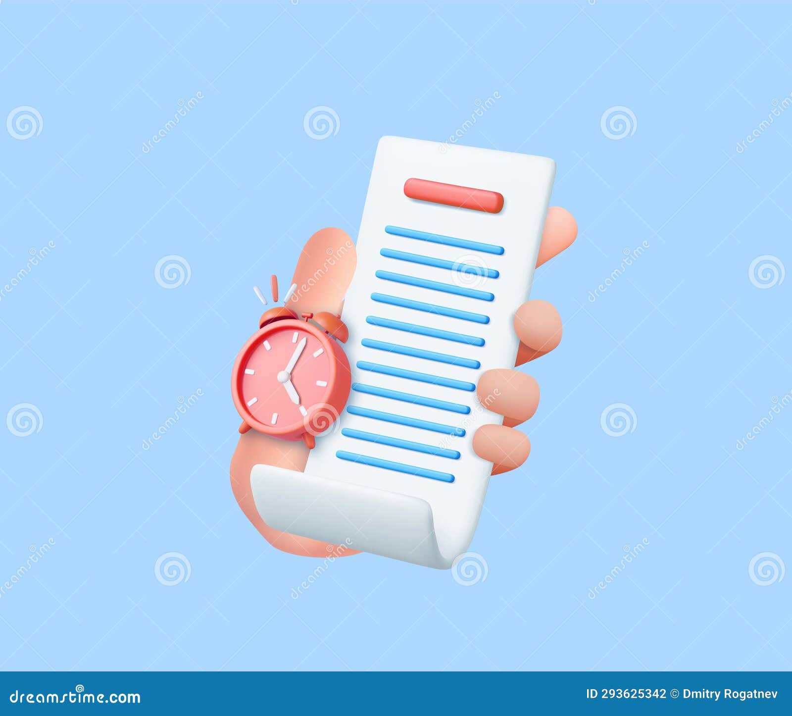 3D Hand Holding Invoice Transaction Stock Vector - Illustration of ...