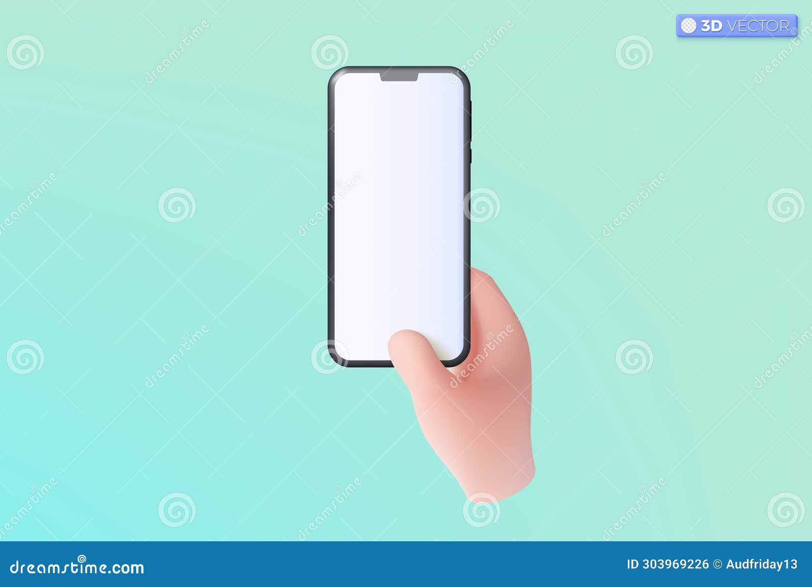 3d Hand Holding Mobile Phone Icon Symbol Realistic Smartphone With