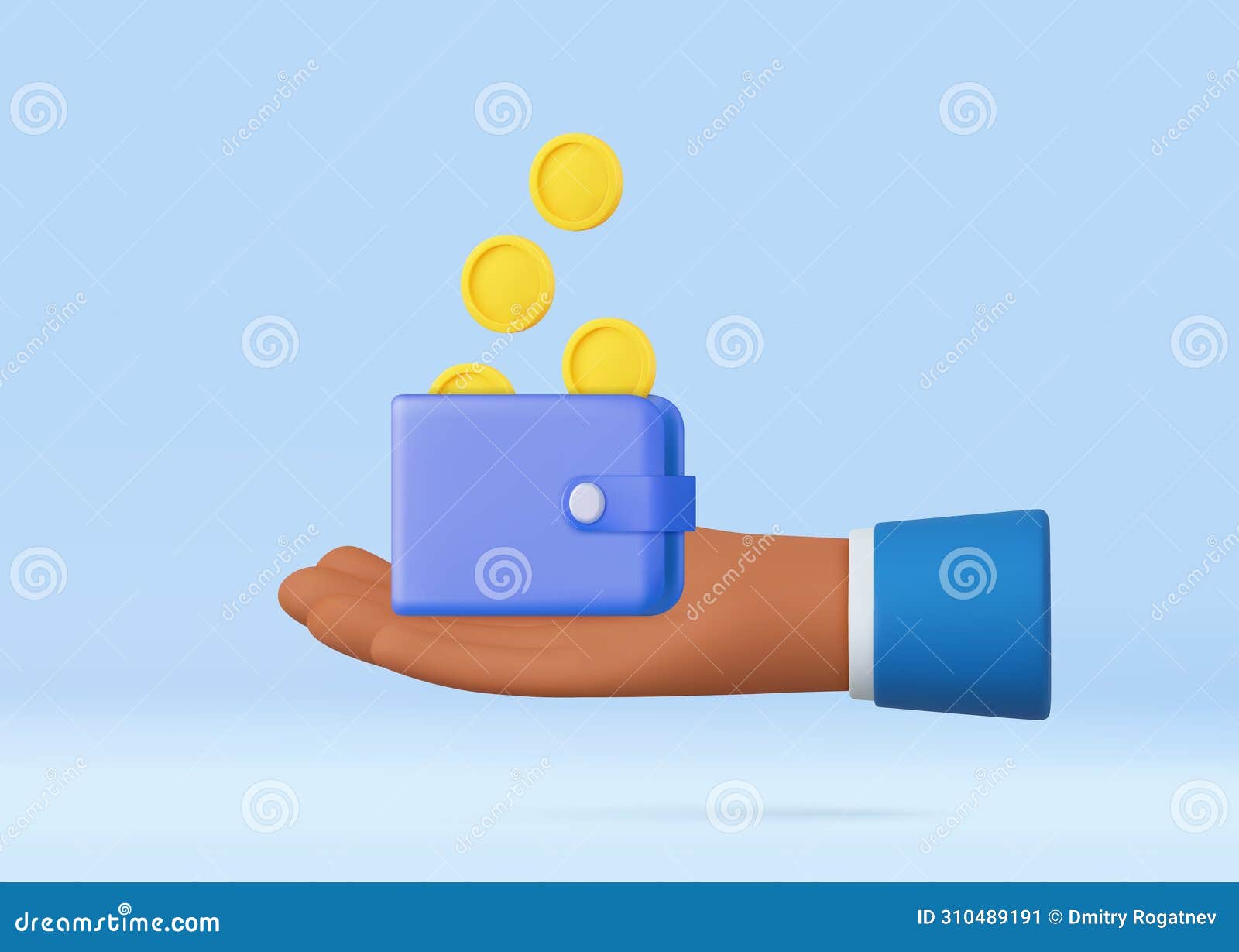 3D Hand Holding Wallet, Coin Stack. Stock Vector - Illustration of icon ...