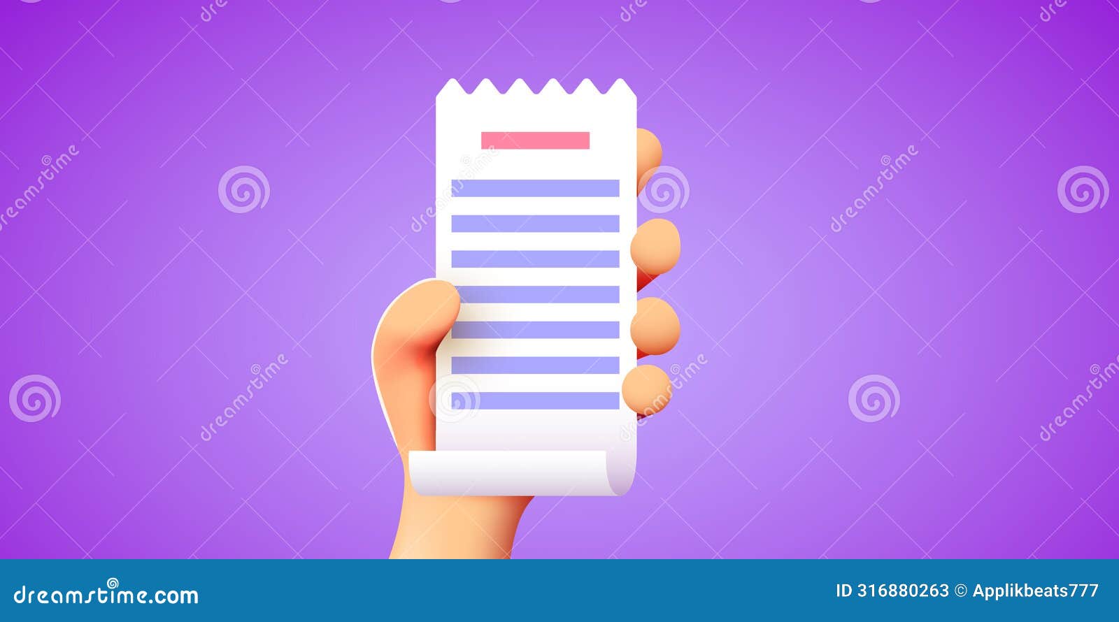 3D Hand Holds a Check or Paper List Stock Vector - Illustration of ...