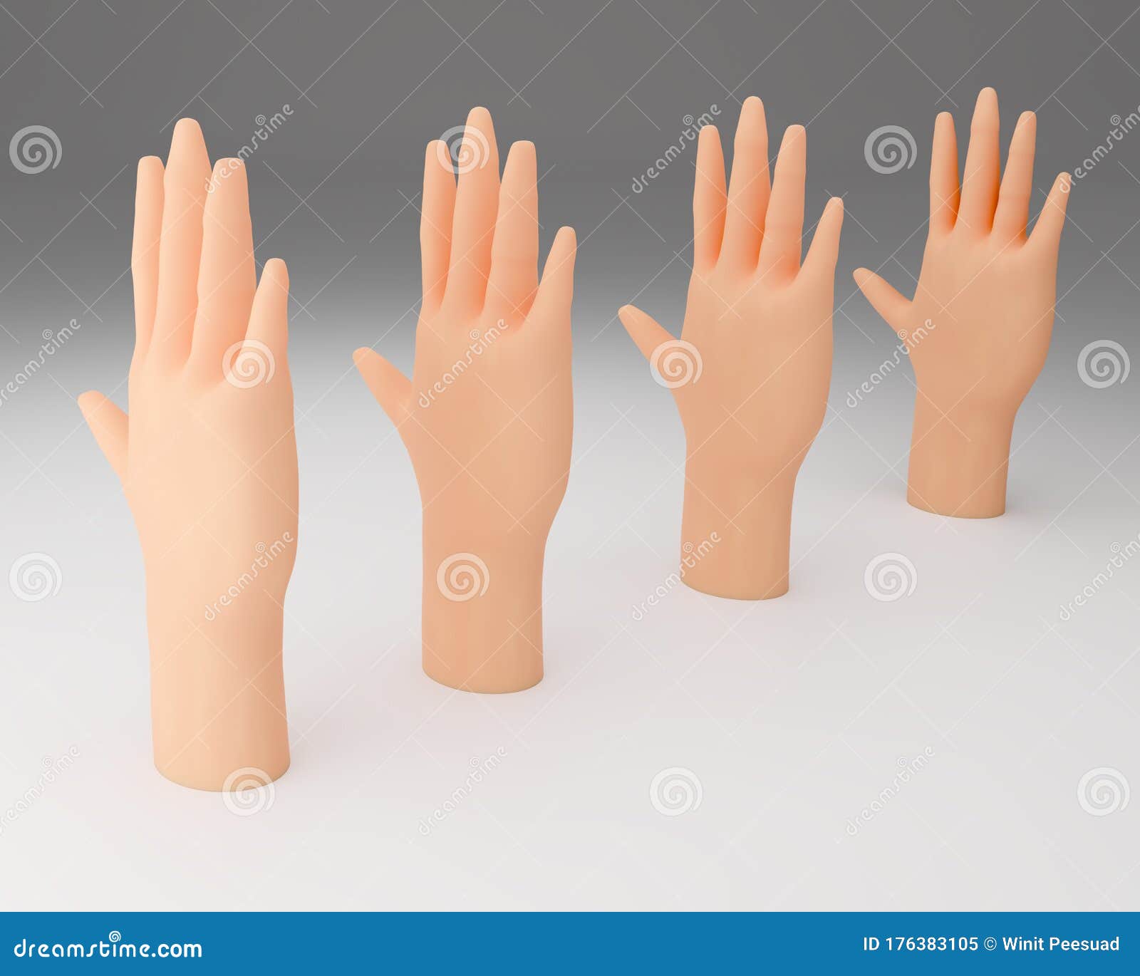 3D Hand Models for Background,3d Rendering Stock Illustration ...