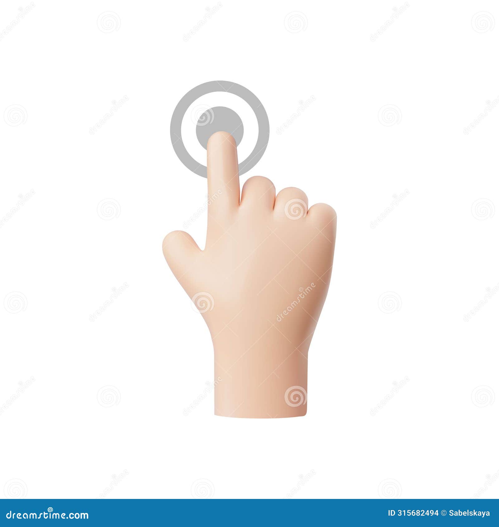 3D Hand Pointing Forefinger Gesture Vector Icon, Touch or Click Cursor ...