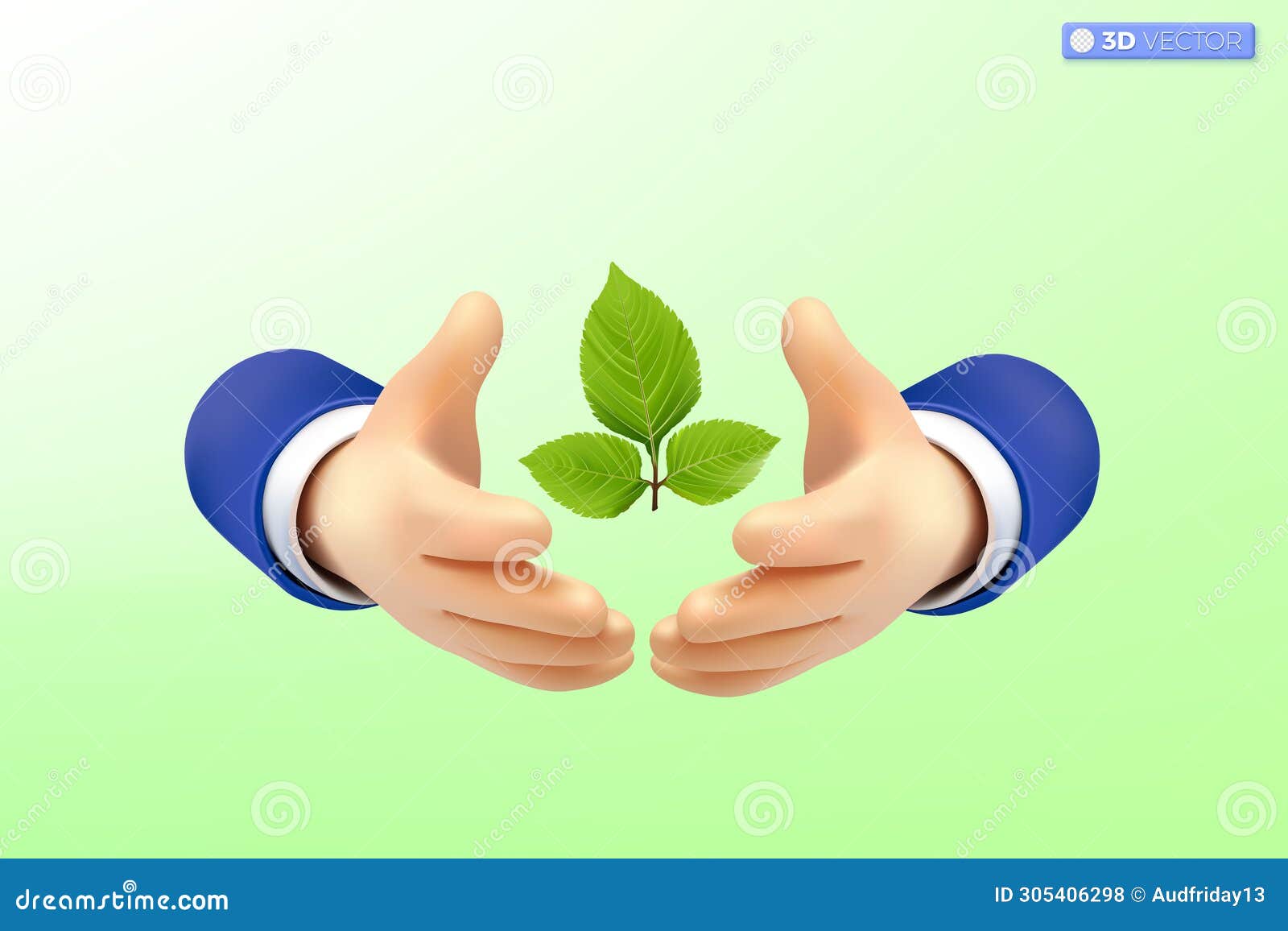 3d Hand Protect Light Bulb Transparency and Green Leaf Icon Symbol ...