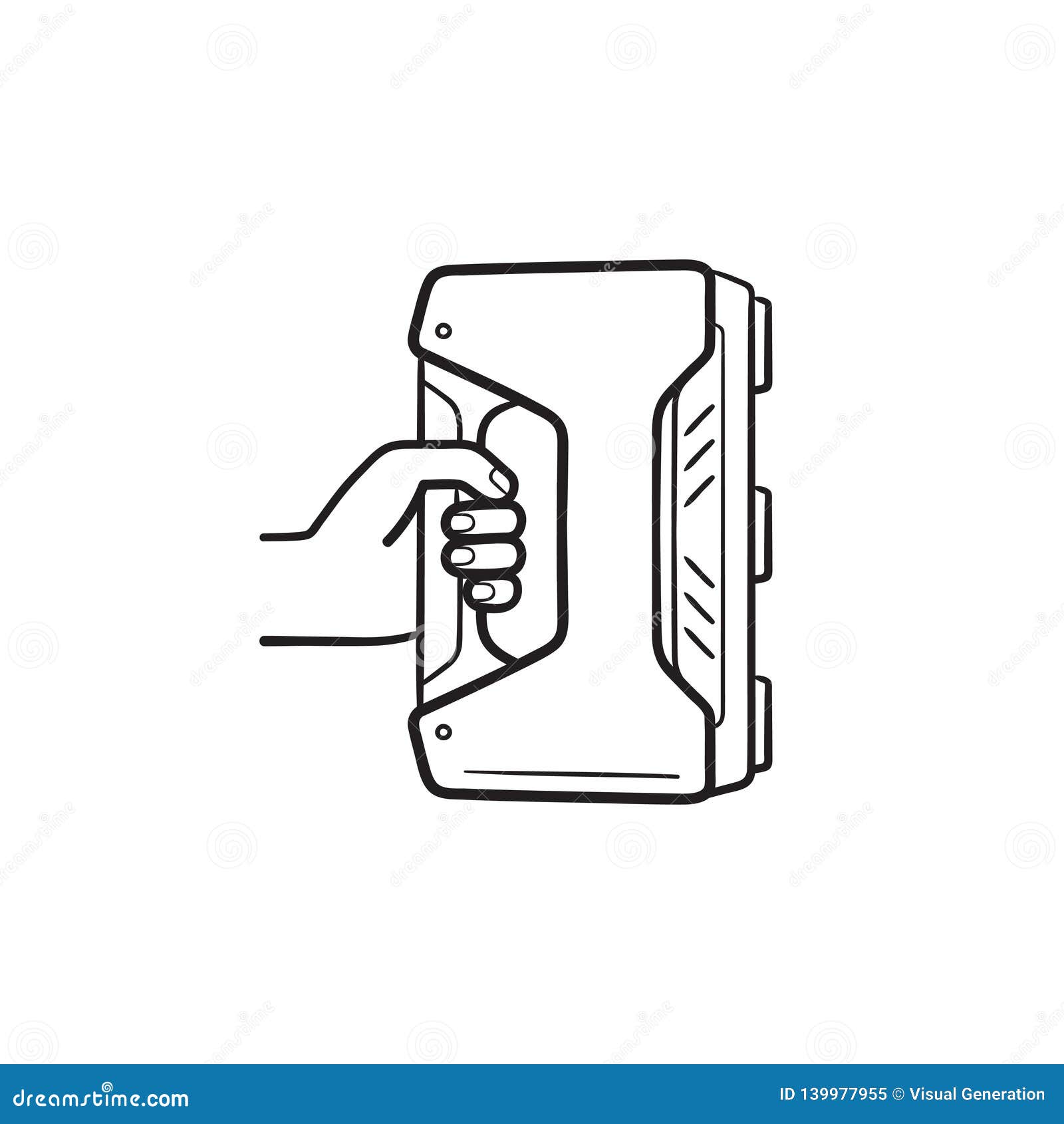 3D Handheld Scanner Hand Drawn Outline Doodle Icon. Cartoon Vector ...