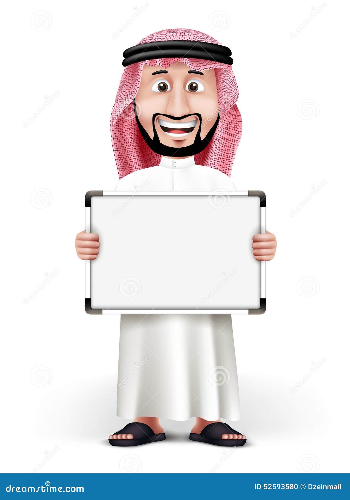 3d Handsome Saudi Arab Man In Traditional Dress Stock Vector