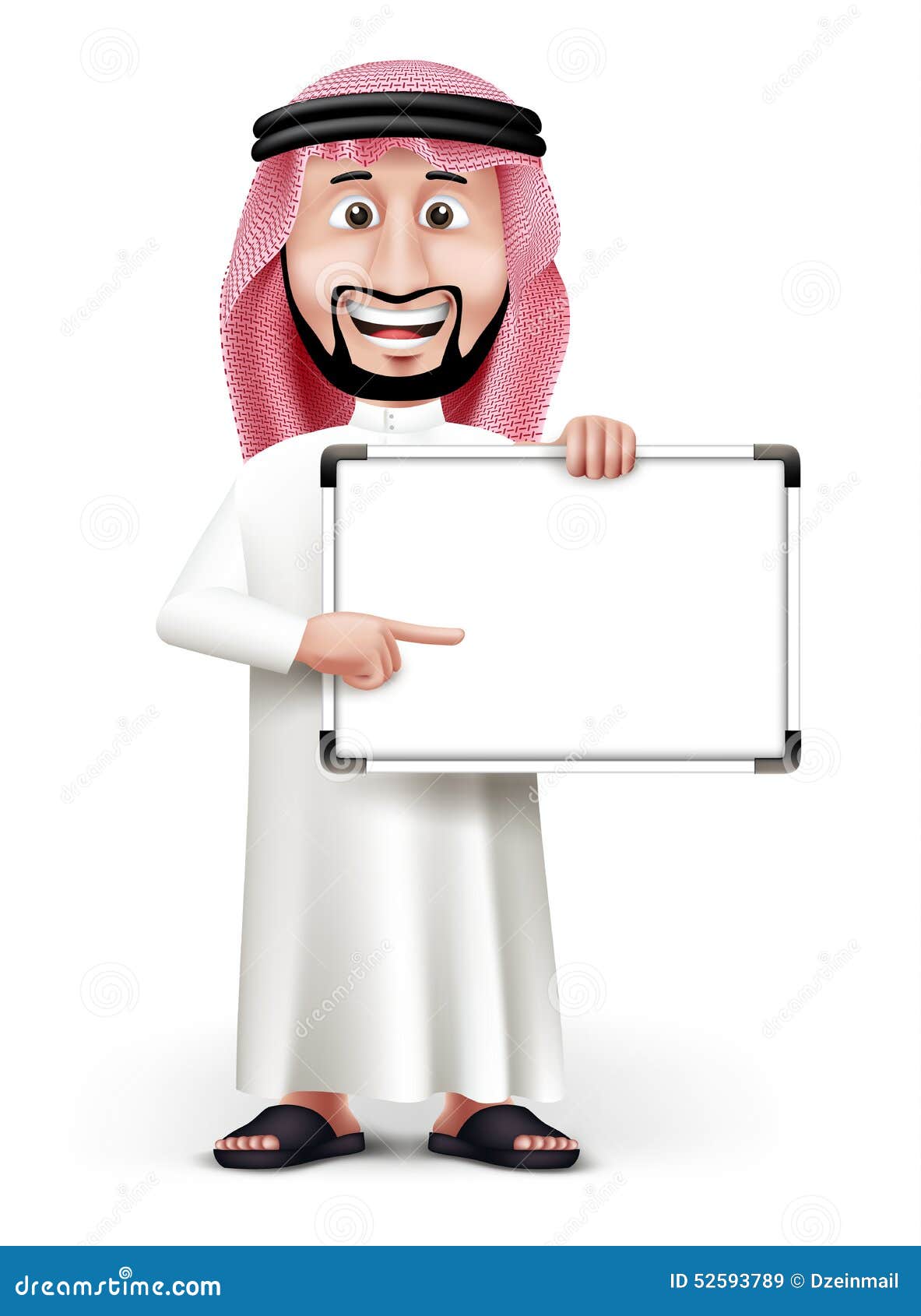 3d Handsome Saudi Arab Man In Traditional Dress Stock Vector