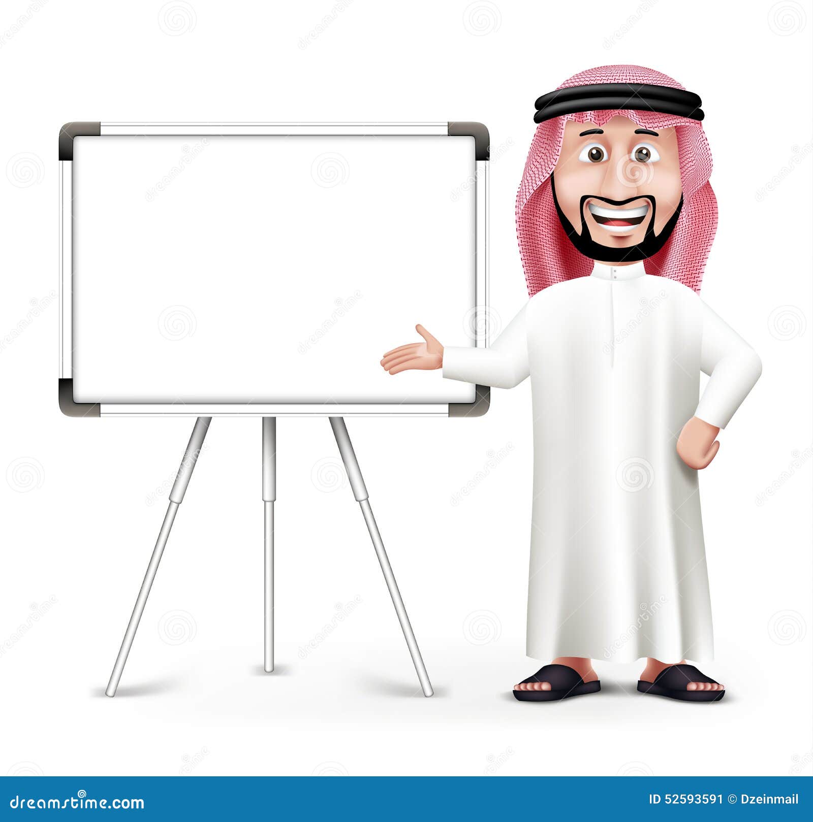 3d Handsome Saudi Arab Man In Traditional Dress Stock Vector