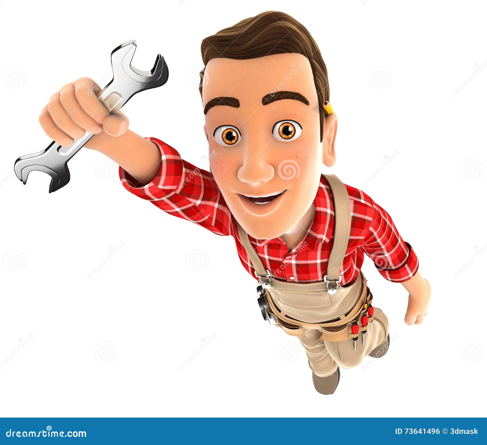 3d Handyman Flying and Holding a Wrench Stock Illustration ... 3d Handyman Flying and Holding a Wrench Stock Illustration ...