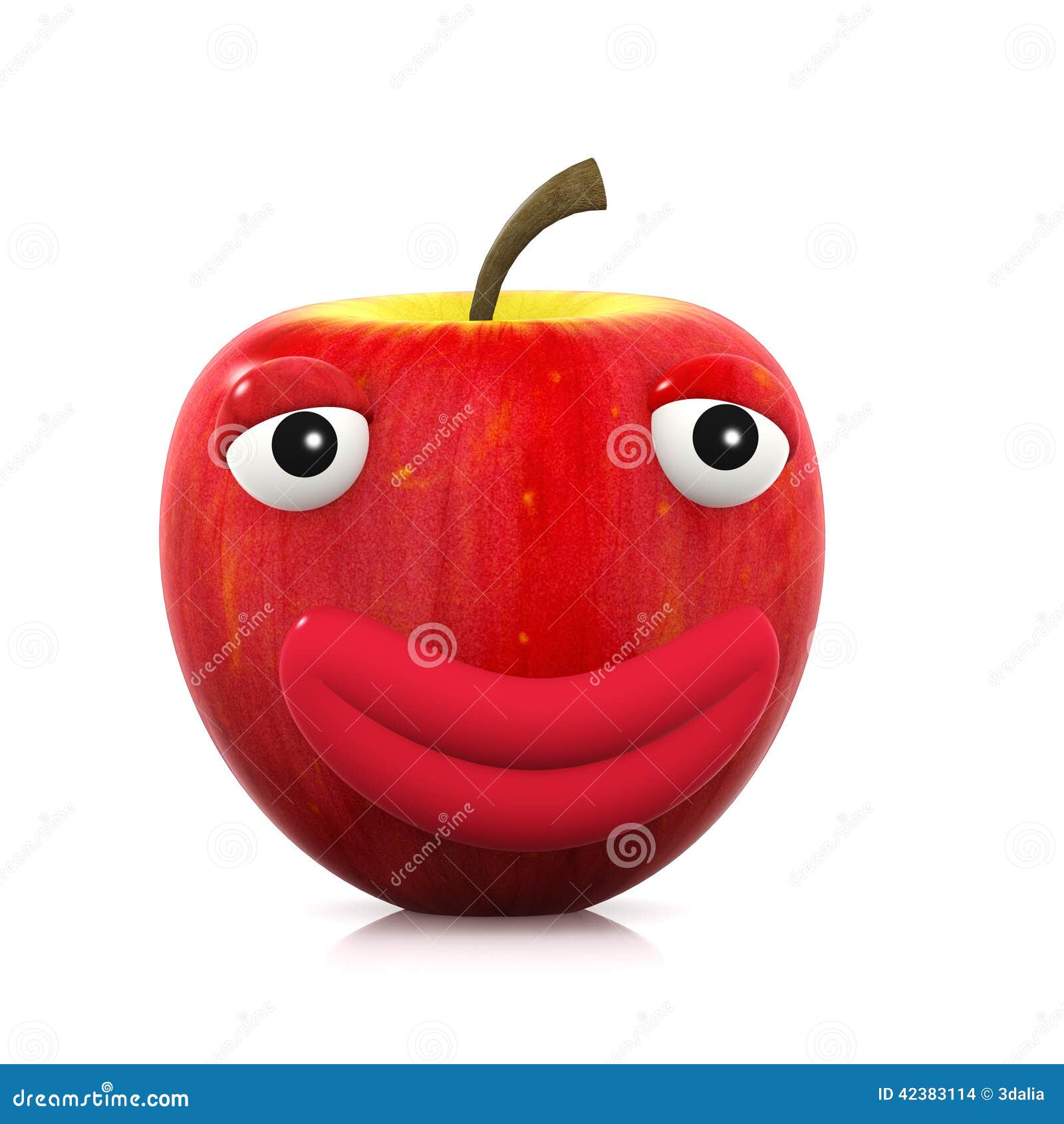 3d Happy apple stock illustration. Illustration of healthy - 42383114