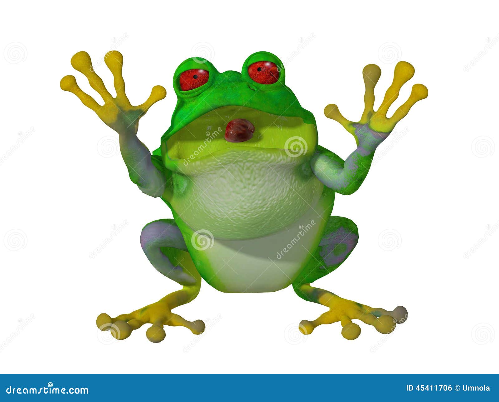3d Happy Cartoon Frog Saying Hello Stock Illustration - Illustration of ...