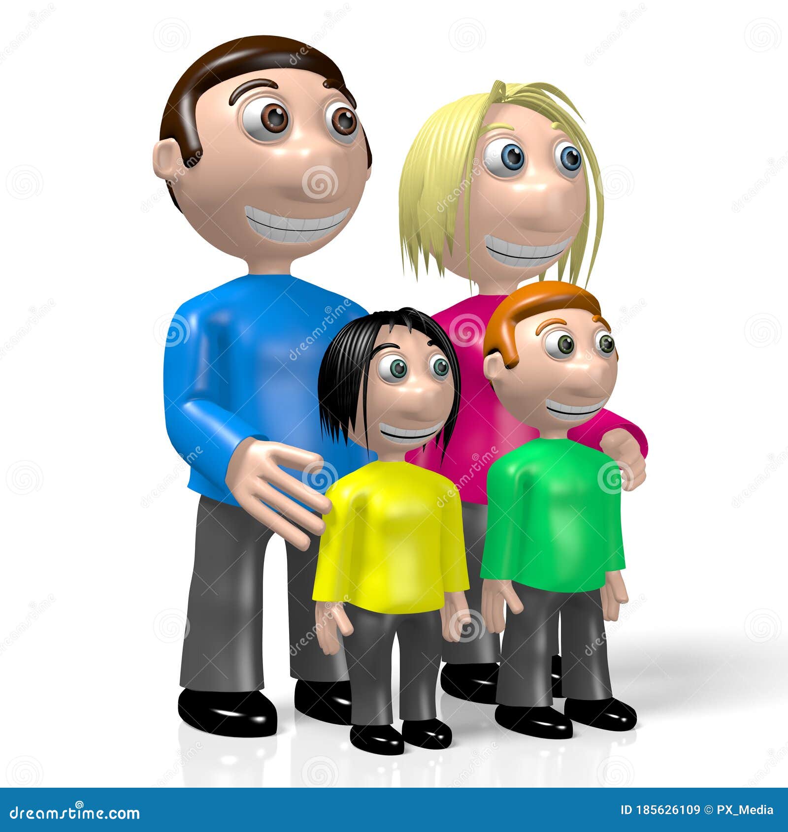 3D Cartoon Family - Parents and Children - Mother, Father, Daughter and ...
