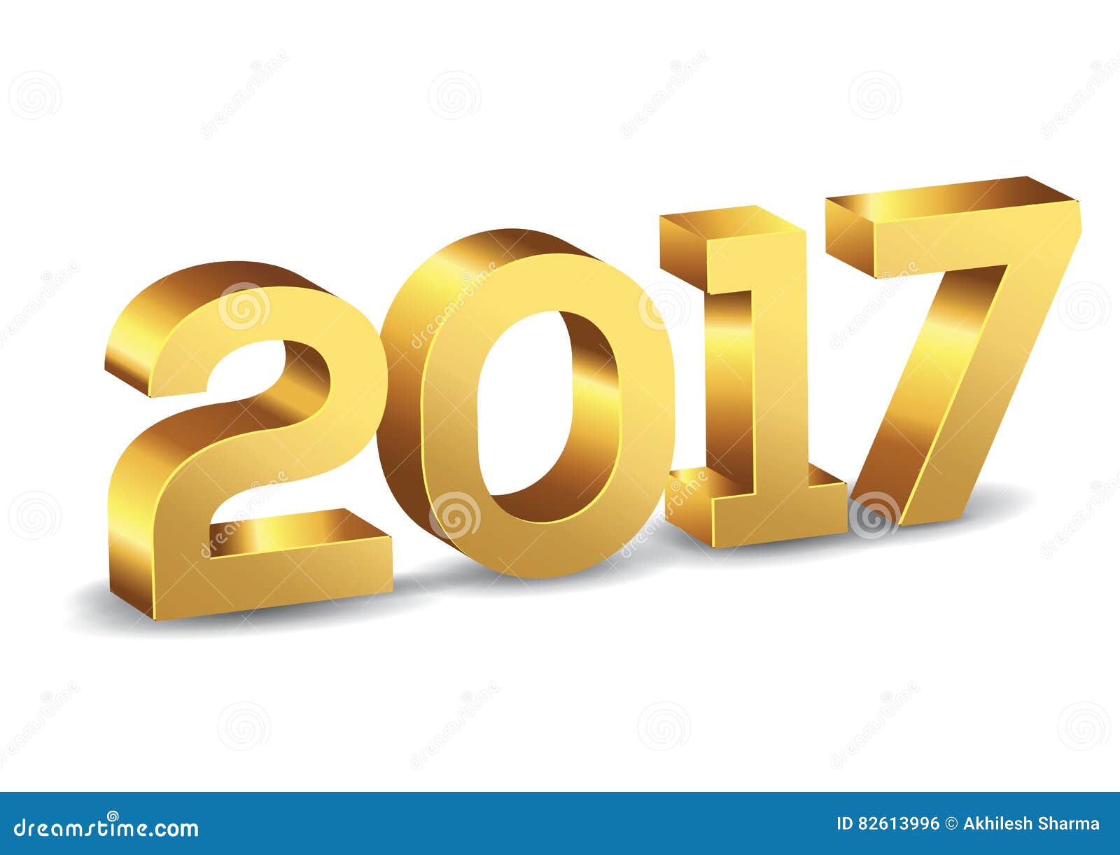 3D Happy New Year 2017 Gold Vector Numbers Stock Vector - Illustration ...