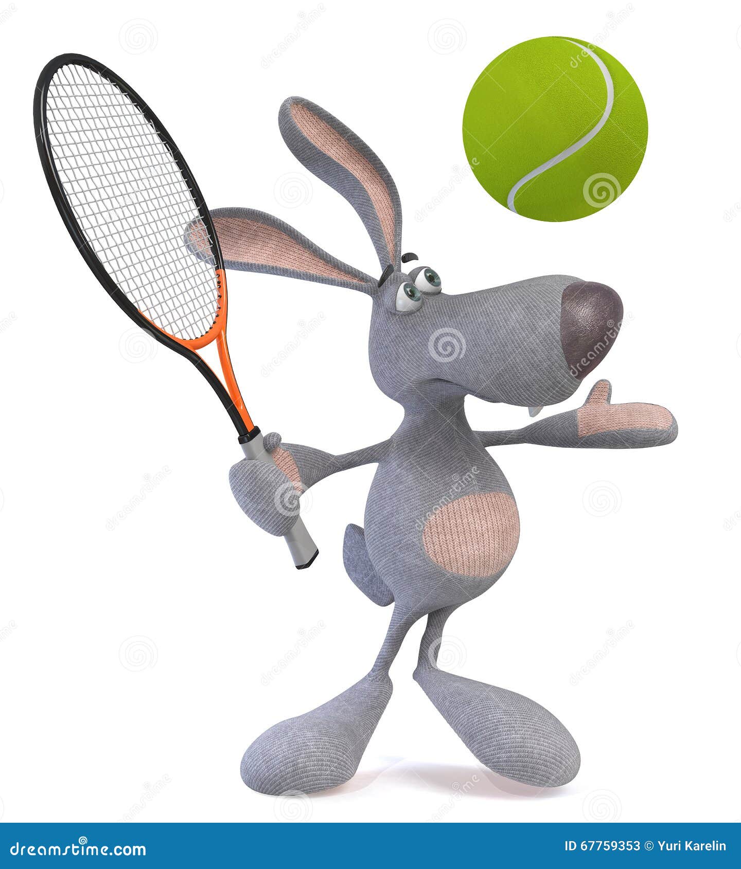 3d hare tennis player stock illustration. Illustration of character ...