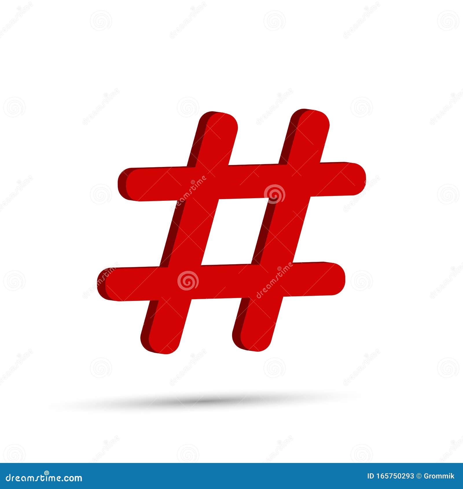 3D Hashtag Symbol at the Intersection of Two Circles. Template for ...