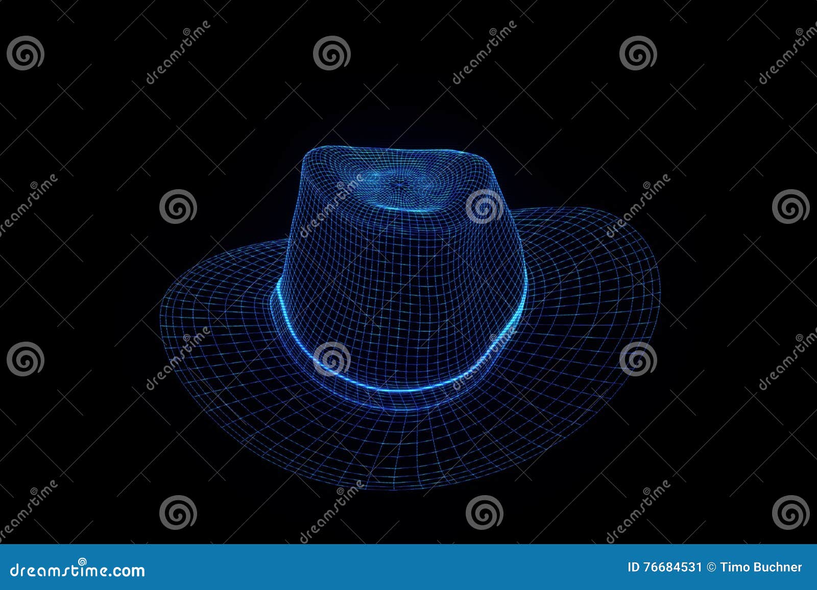 3D Hat Cap in Wireframe Hologram Style. Nice 3D Rendering Stock ...