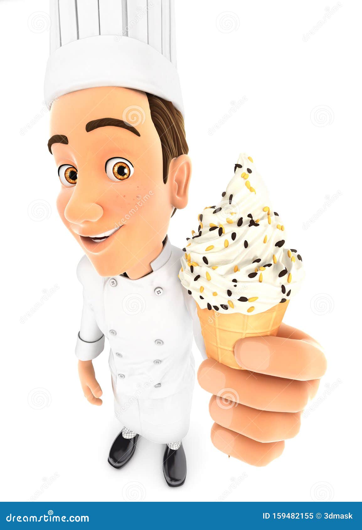 Chef With Ice Cream And Strawberries Cartoon Vector | CartoonDealer.com ...
