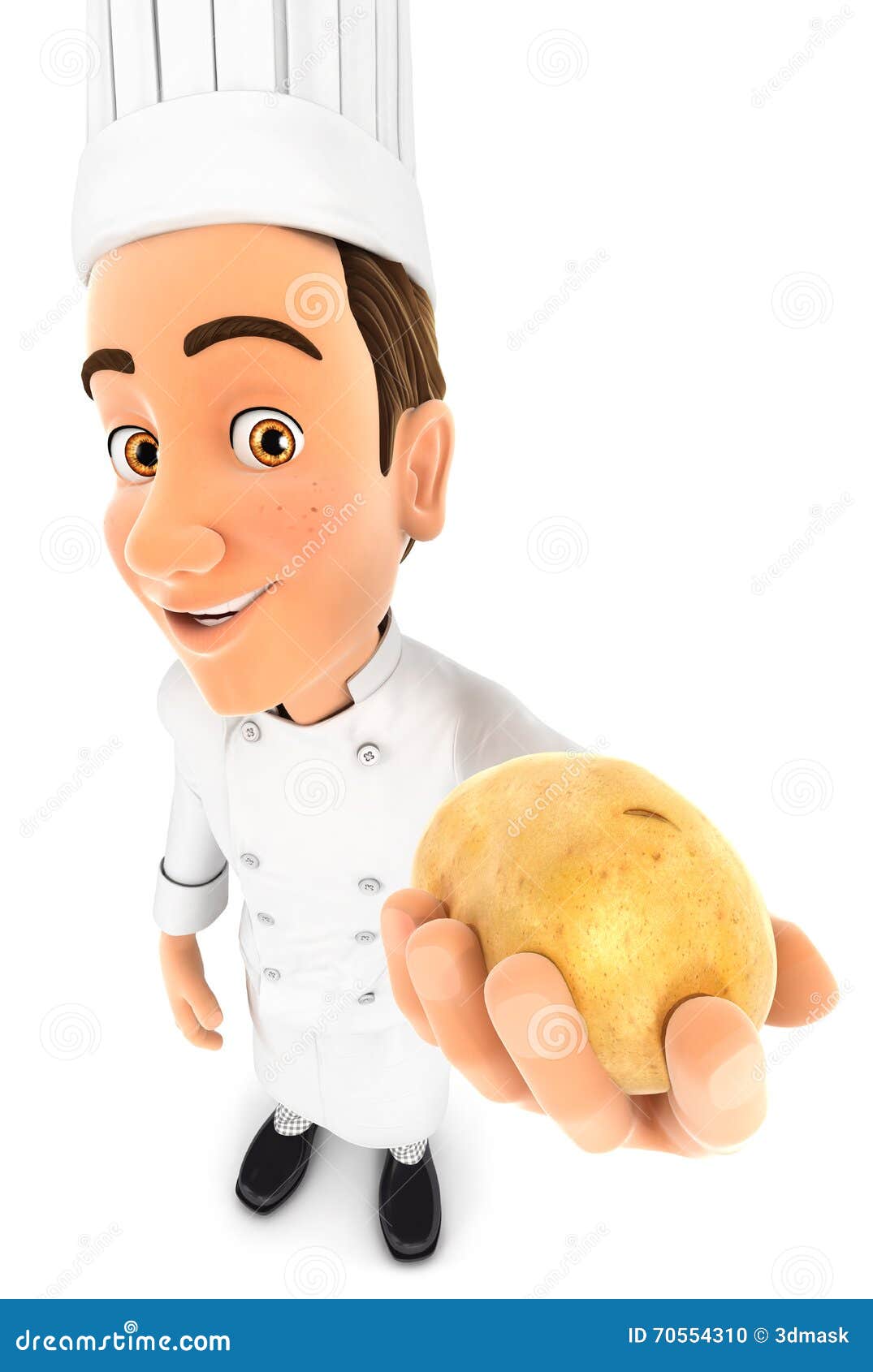 3d Head Chef Pushing Supermarket Trolley Royalty-Free Illustration ...