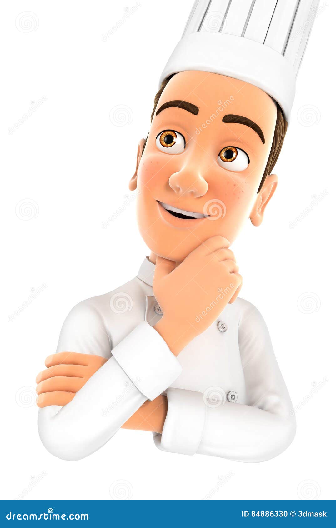 3d Head Chef Pushing Supermarket Trolley Royalty-Free Illustration ...