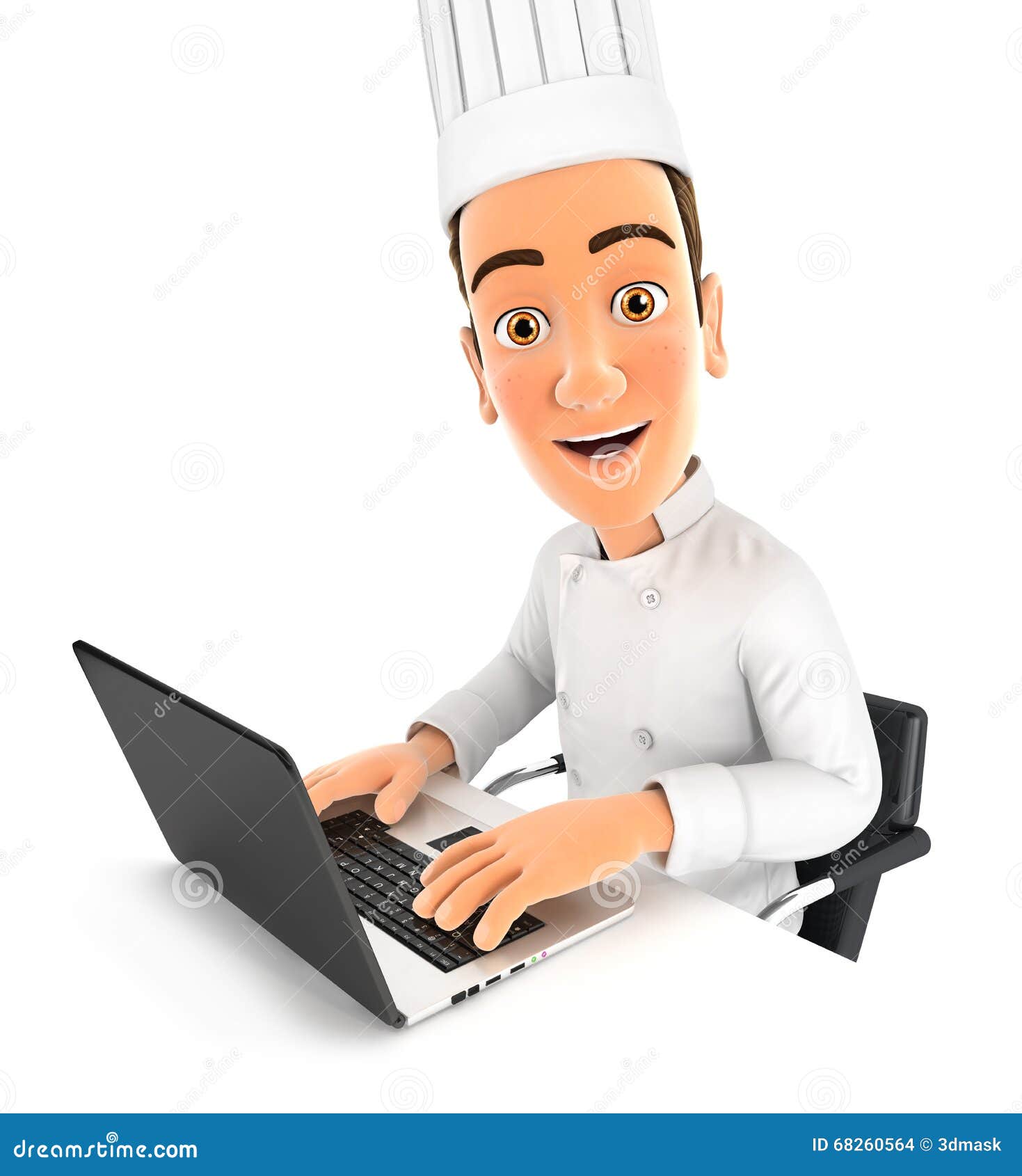 3d Head Chef Pushing Supermarket Trolley Royalty-Free Illustration ...