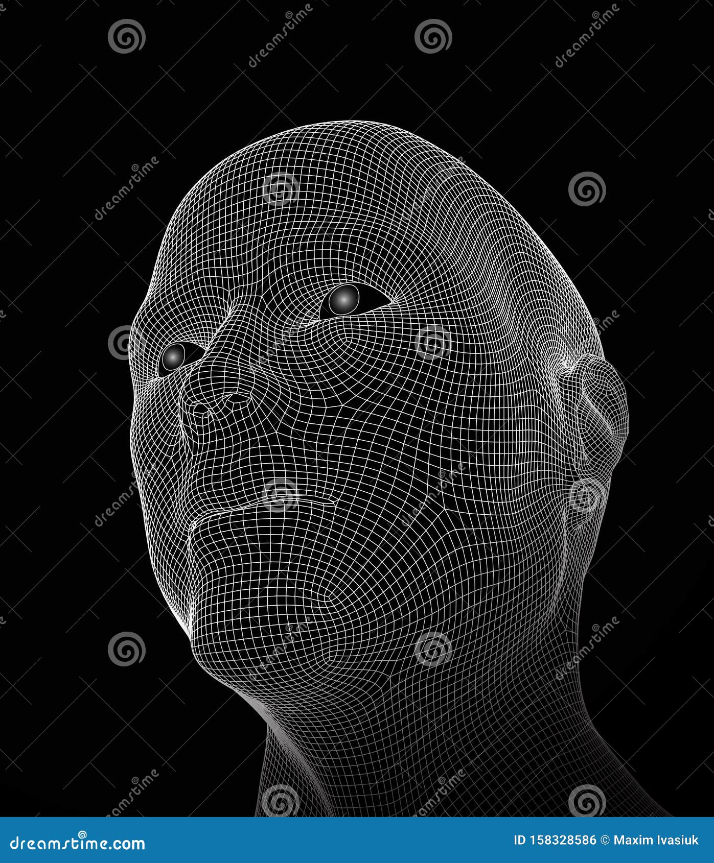 3D Head from Grid. Artificial Intelligence. 3D Geometric Face Design ...