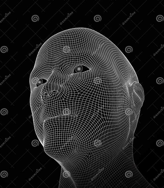 3D Head from Grid. Artificial Intelligence. 3D Geometric Face Design ...