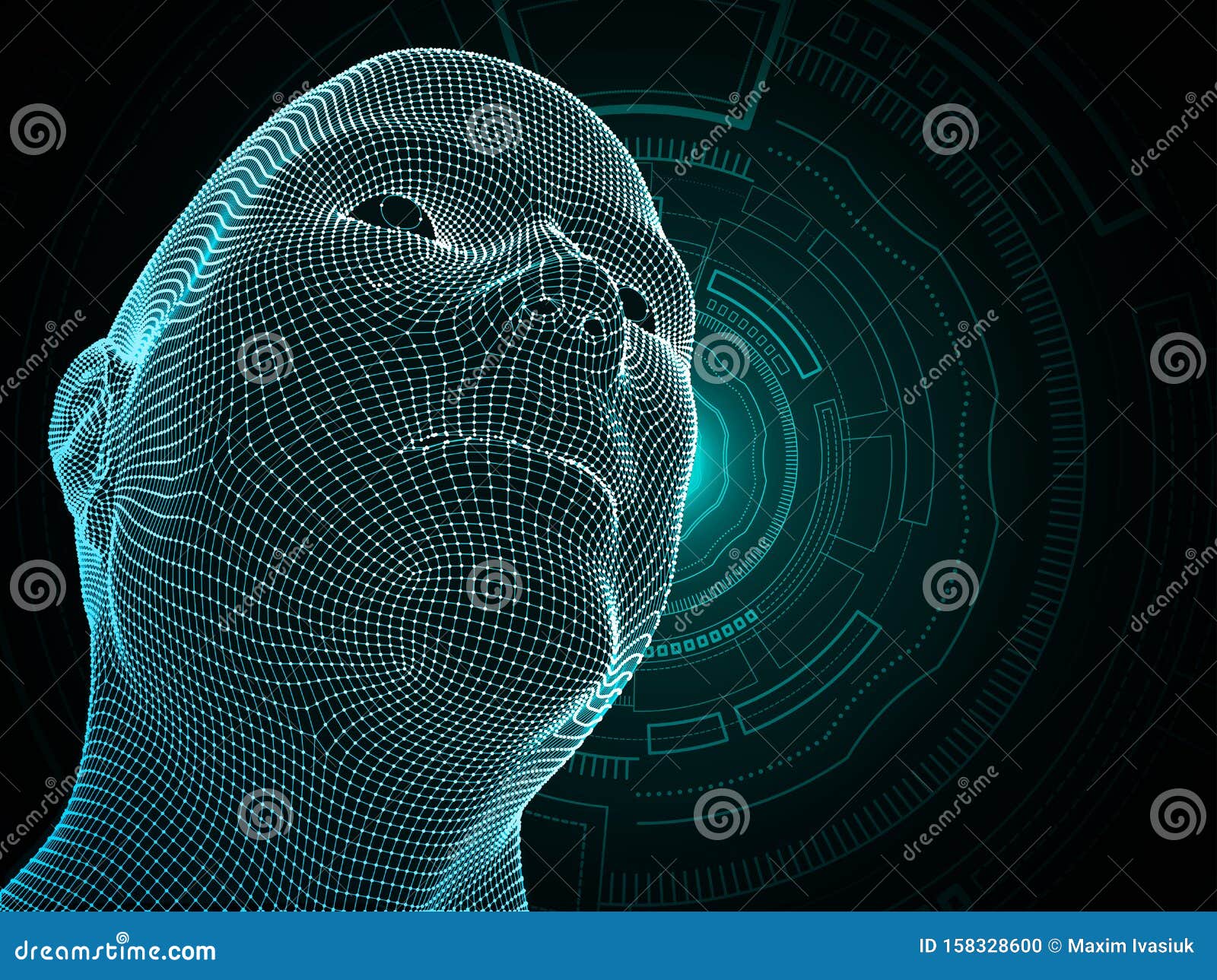 3D Head from Grid. Artificial Intelligence. 3D Geometric Face Design ...